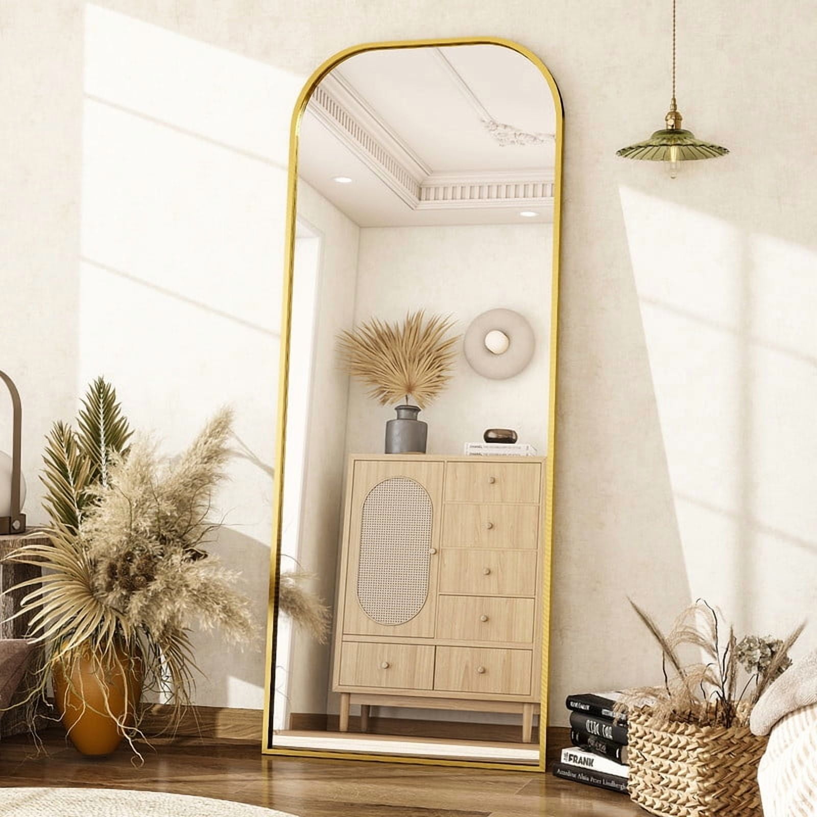 Easy4Home 64"x21" Arched Full Length Mirror Metal Frame Freestanding ...