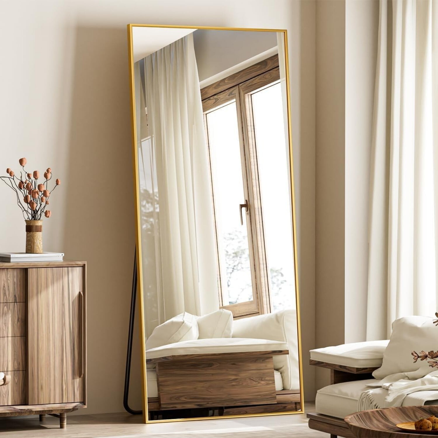 Easy4Home 65"x24" Rectangular Full Length Mirror Freestading Full Body ...