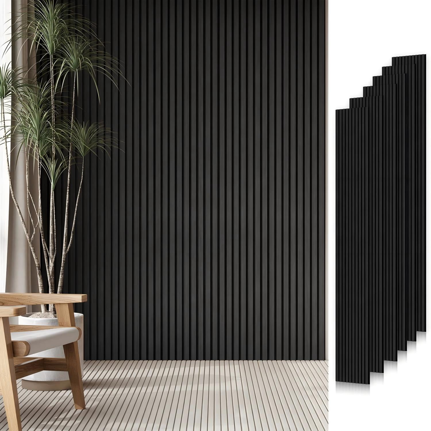 Easy4Home 6Pcs Wood Soundproof Wall Panels 94" x 7.9" Wood Slat ...