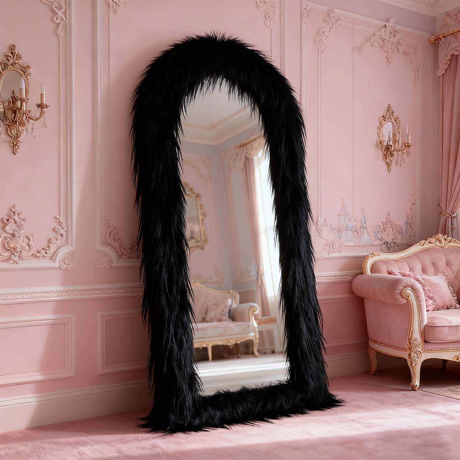 Easy4Home 71"x32" Large Fluffy Arch Full-Length Floor Mirror Dressing ...