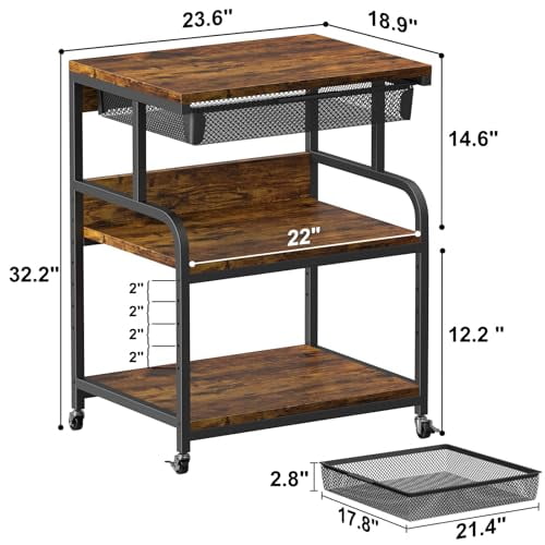 EasyCom 23.6''x18.9'' Extra Large Printer Stand with Drawer, 5 ...