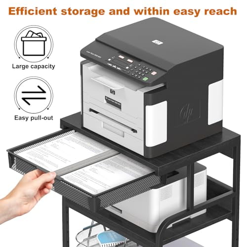 EasyCom 23.6''x18.9'' Extra Large Printer Stand with Drawer, 5 ...