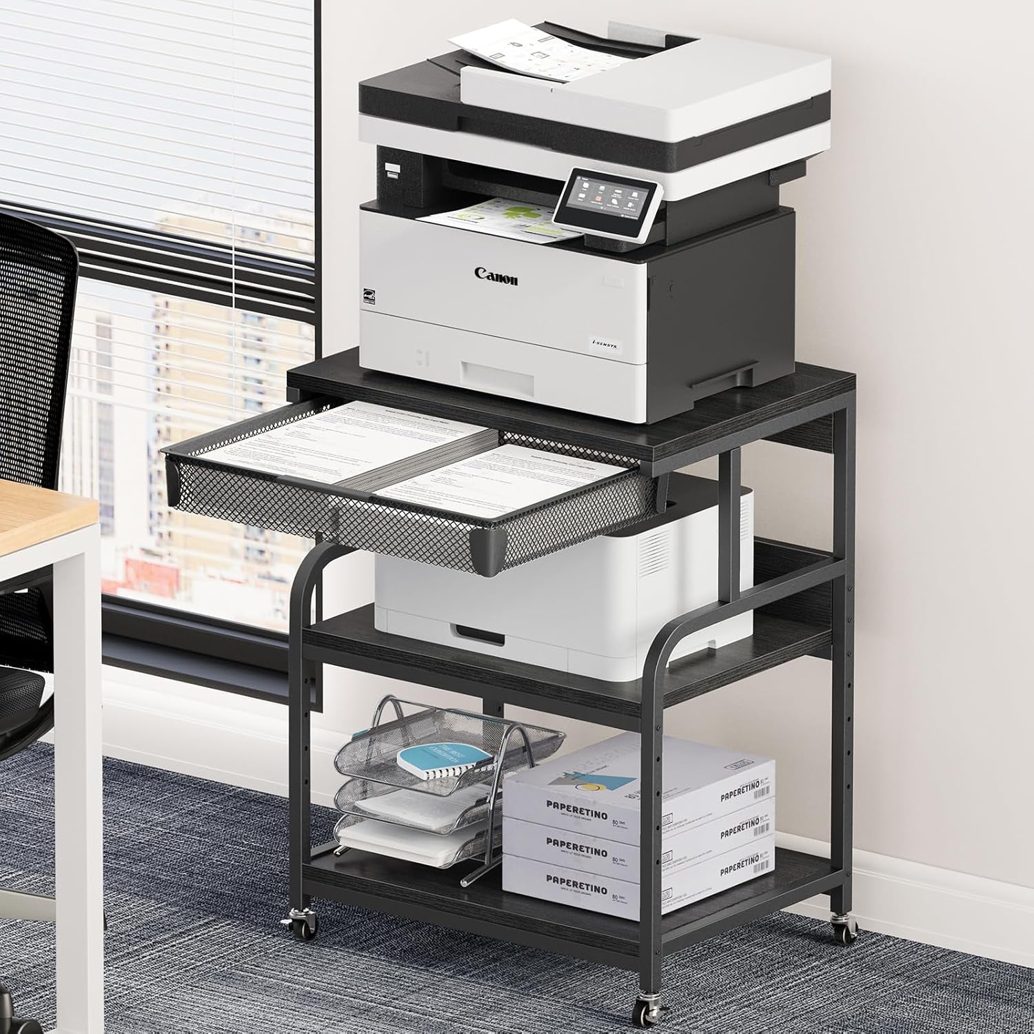 EasyCom 23.6''x18.9'' Extra Large Printer Stand with Drawer, 5 ...