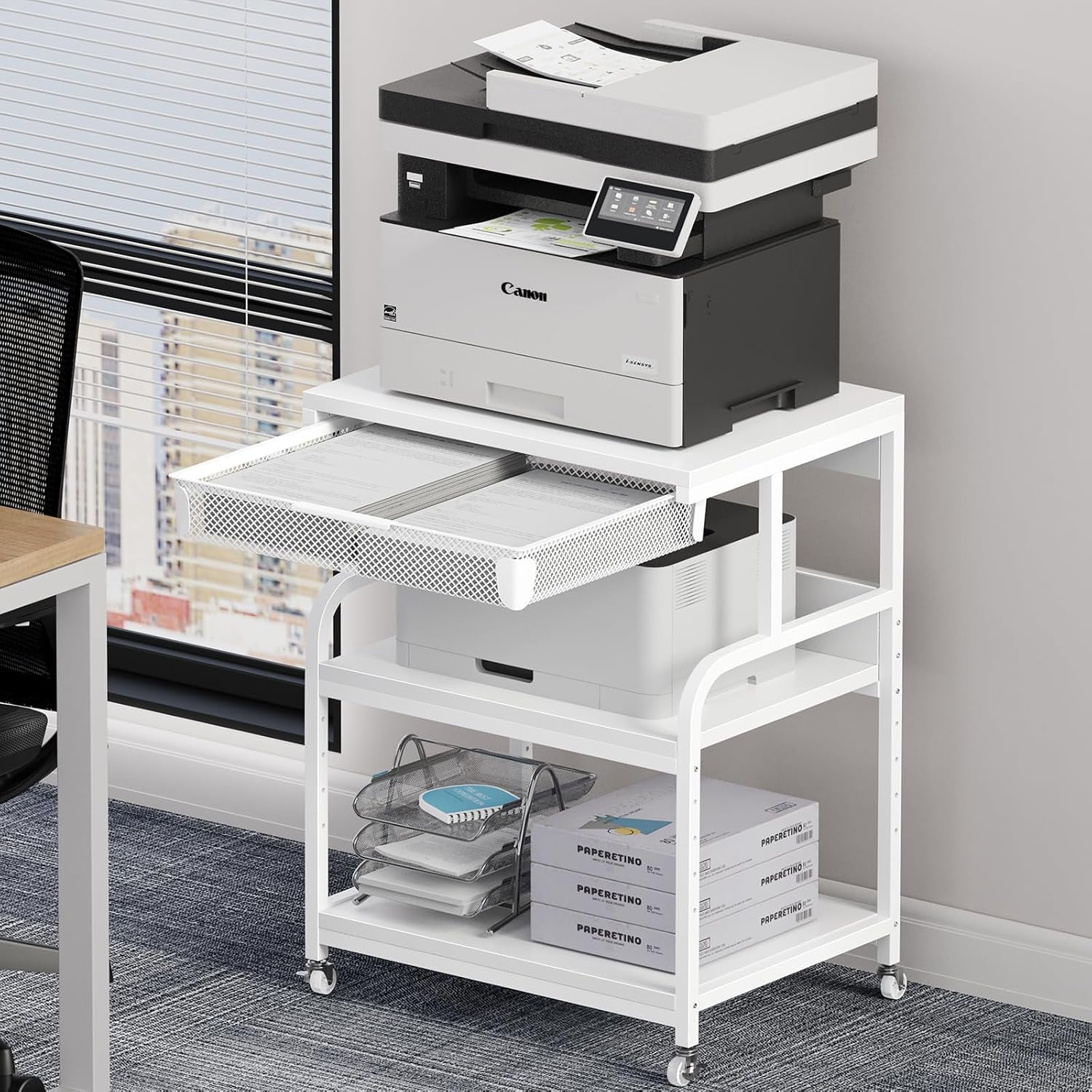 EasyCom 23.6''x18.9'' Extra Large Printer Stand with Drawer, 5 ...