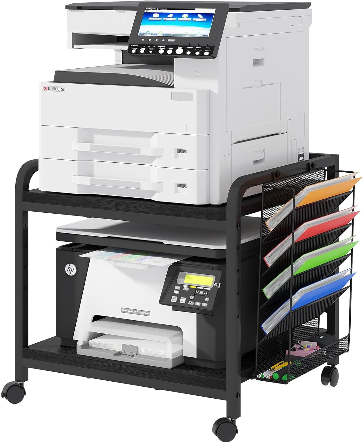 EasyCom 24"x20" Large Printer Stand with Hanging File Holder Organizer ...