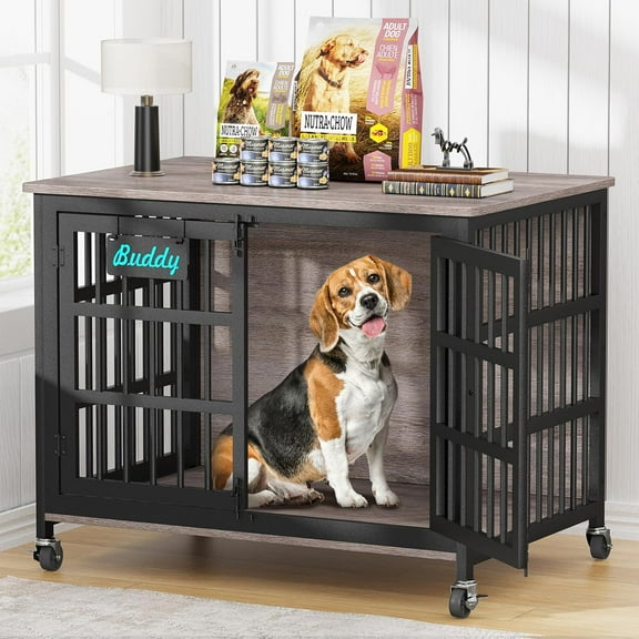 41"/33"/27" Crate Furniture with Name Tag, Kennel Indoor for Medium ...