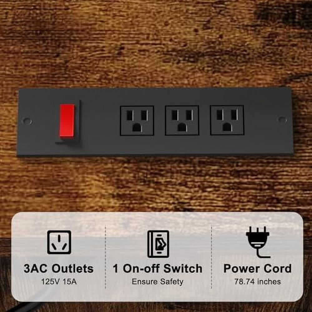 EasyCom 67'' x 32'' Kitchen Bakers Rack with Power Outlet, 6-Tier Microwave Stand with Storage ...