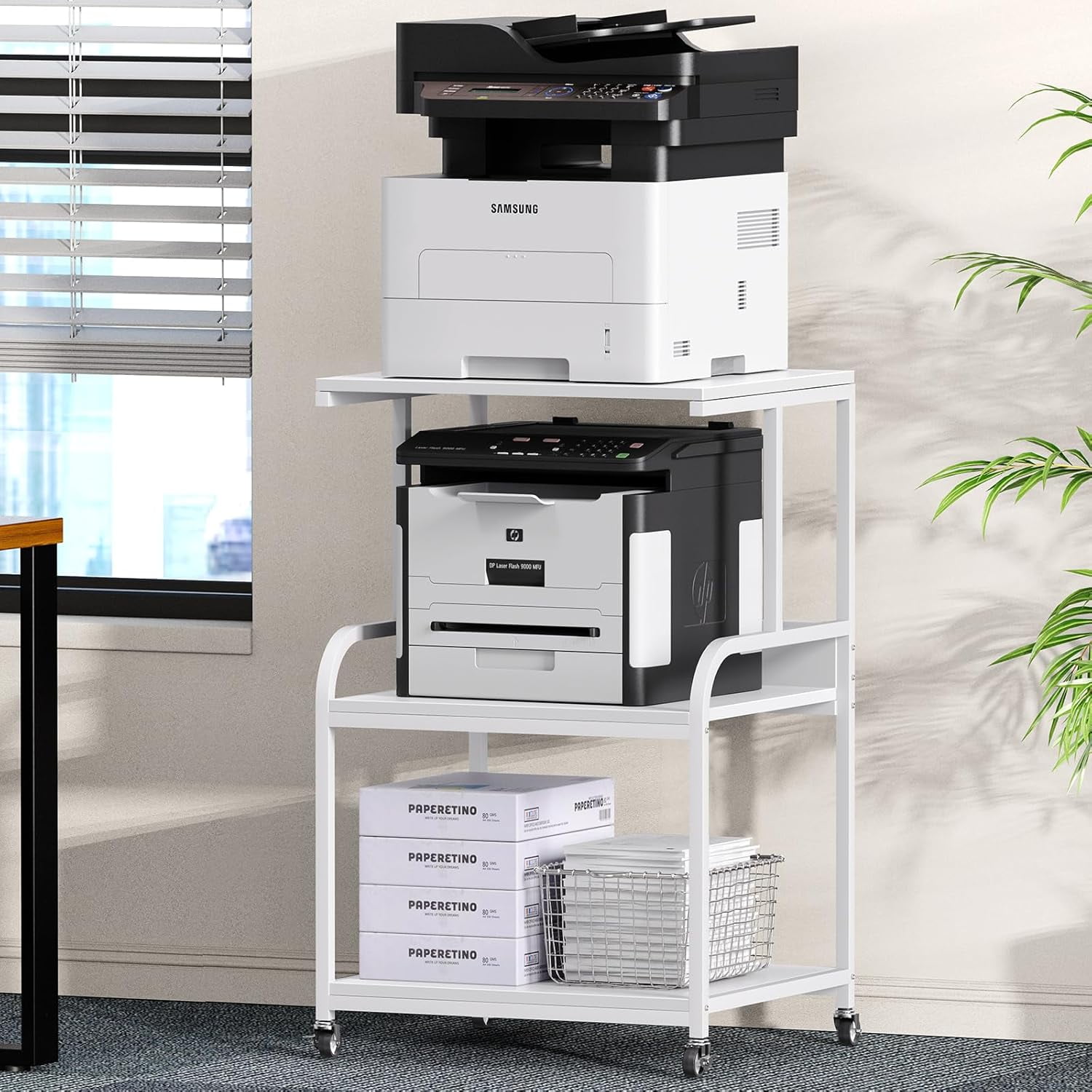 EasyCom Printer Stand- Large 3 Tier Printer Table with Wheels ...