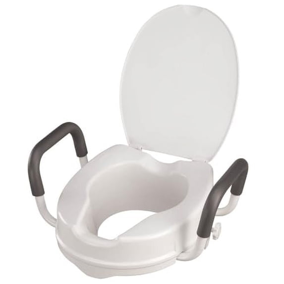 EasyComforts Raised 4' Toilet Seat with Padded Arms and Lid, Bathroom ...
