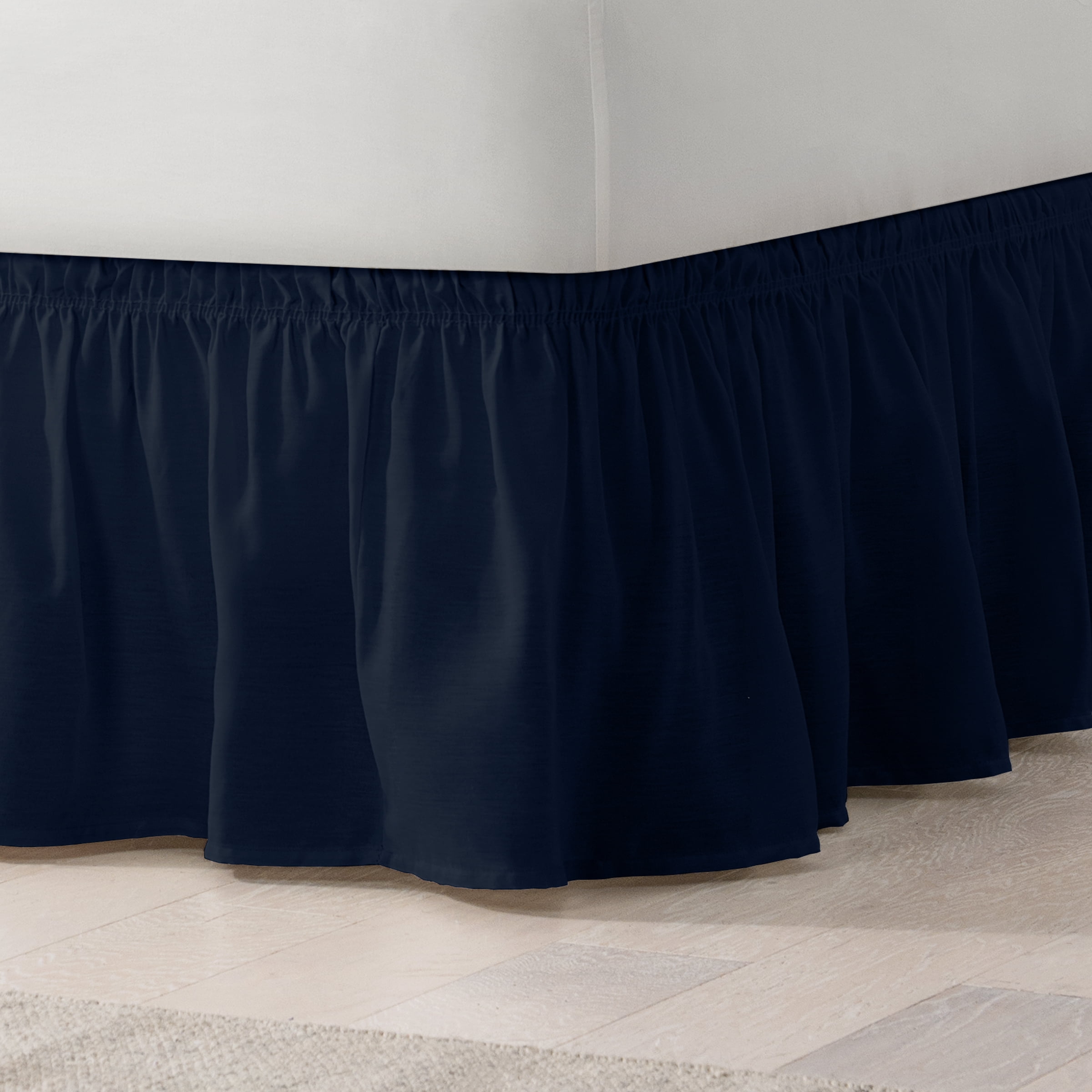 Easyfit Wrap Around Navy Solid Ruffled Bed Skirt Twin Full