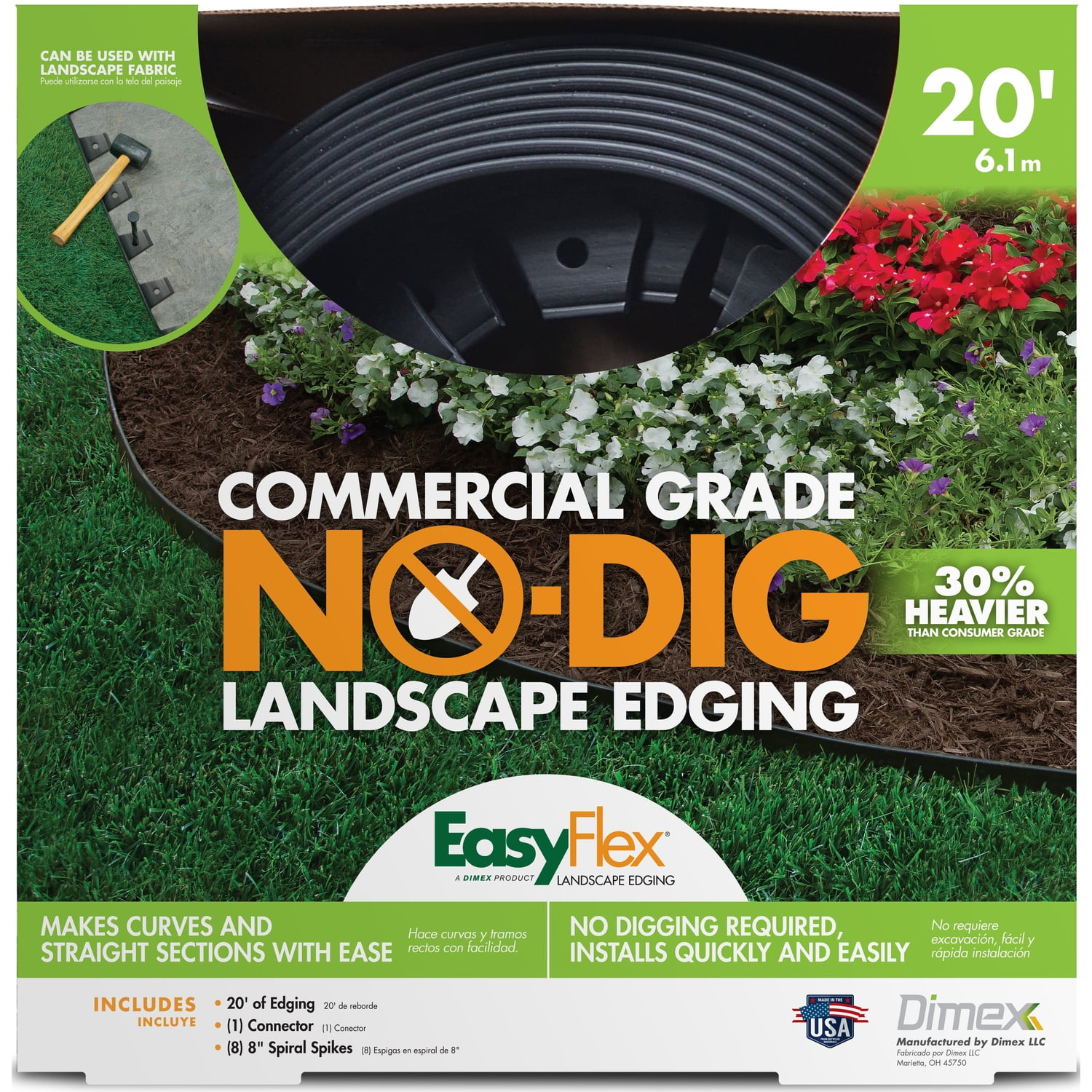 EasyFlex Landscape Edging Kit, Black, Plastic, 20 Feet Length, Flexible ...