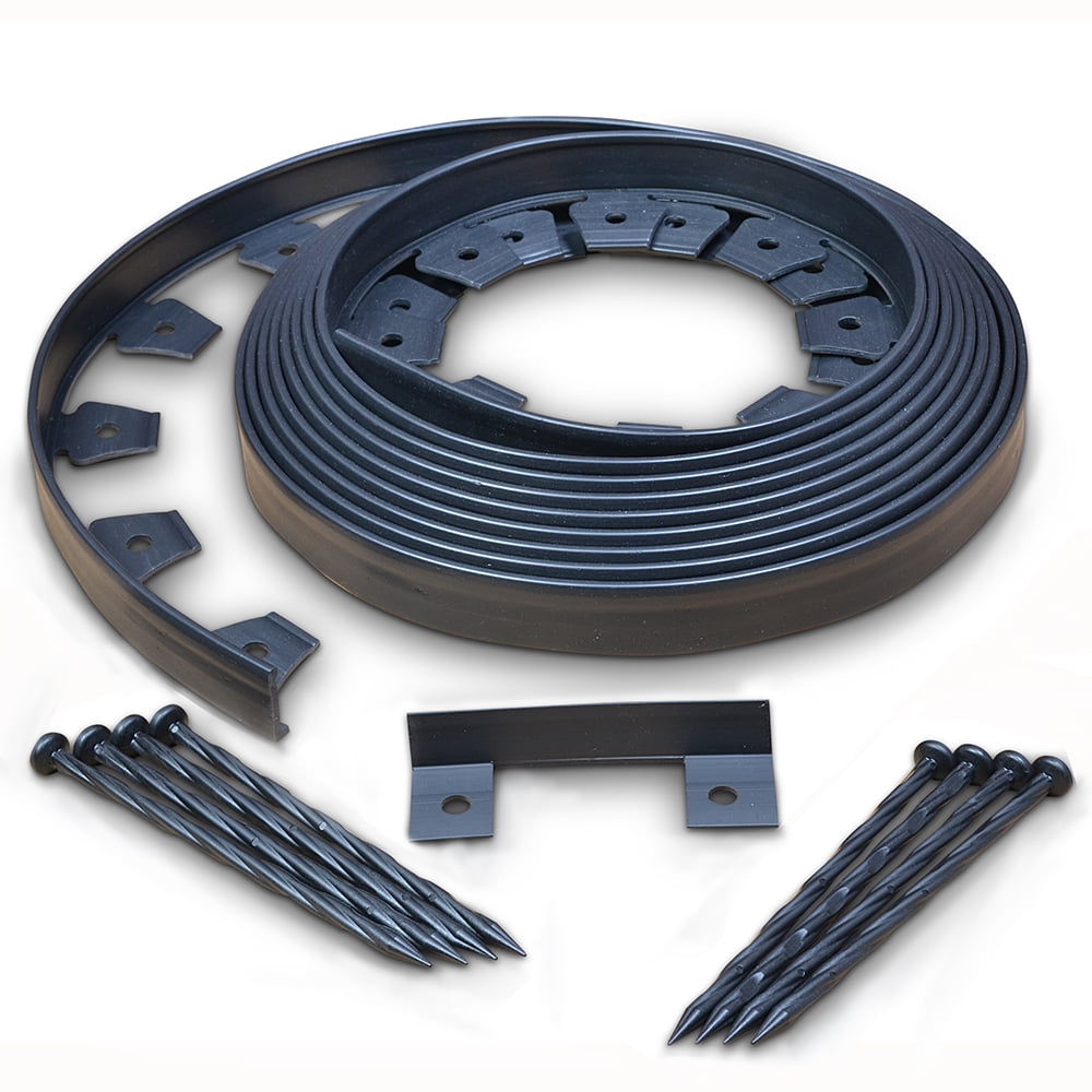 EasyFlex No-Dig Landscape Edging in Black, 30 ft. Kit, Plastic ...