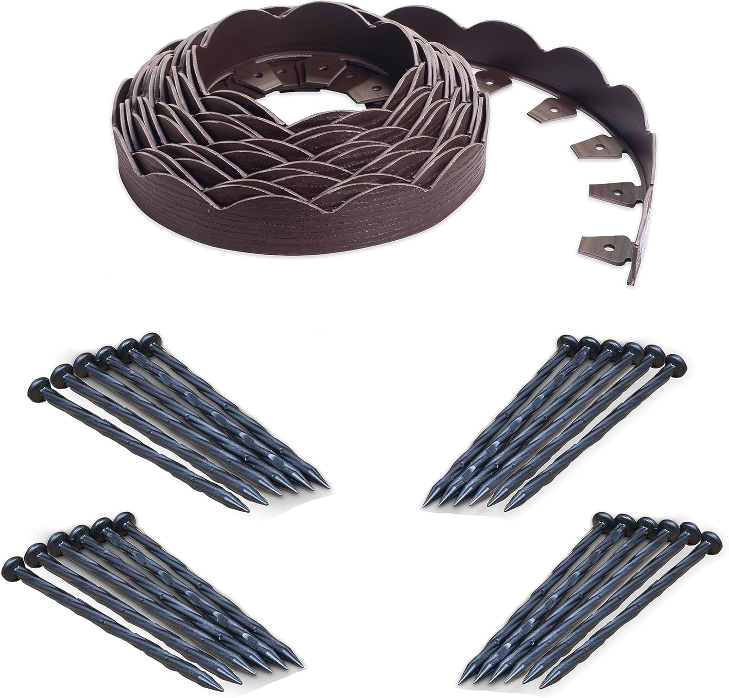 EasyFlex Scallop No-Dig Edging with Extra Anchoring Spikes - 40' Kit ...