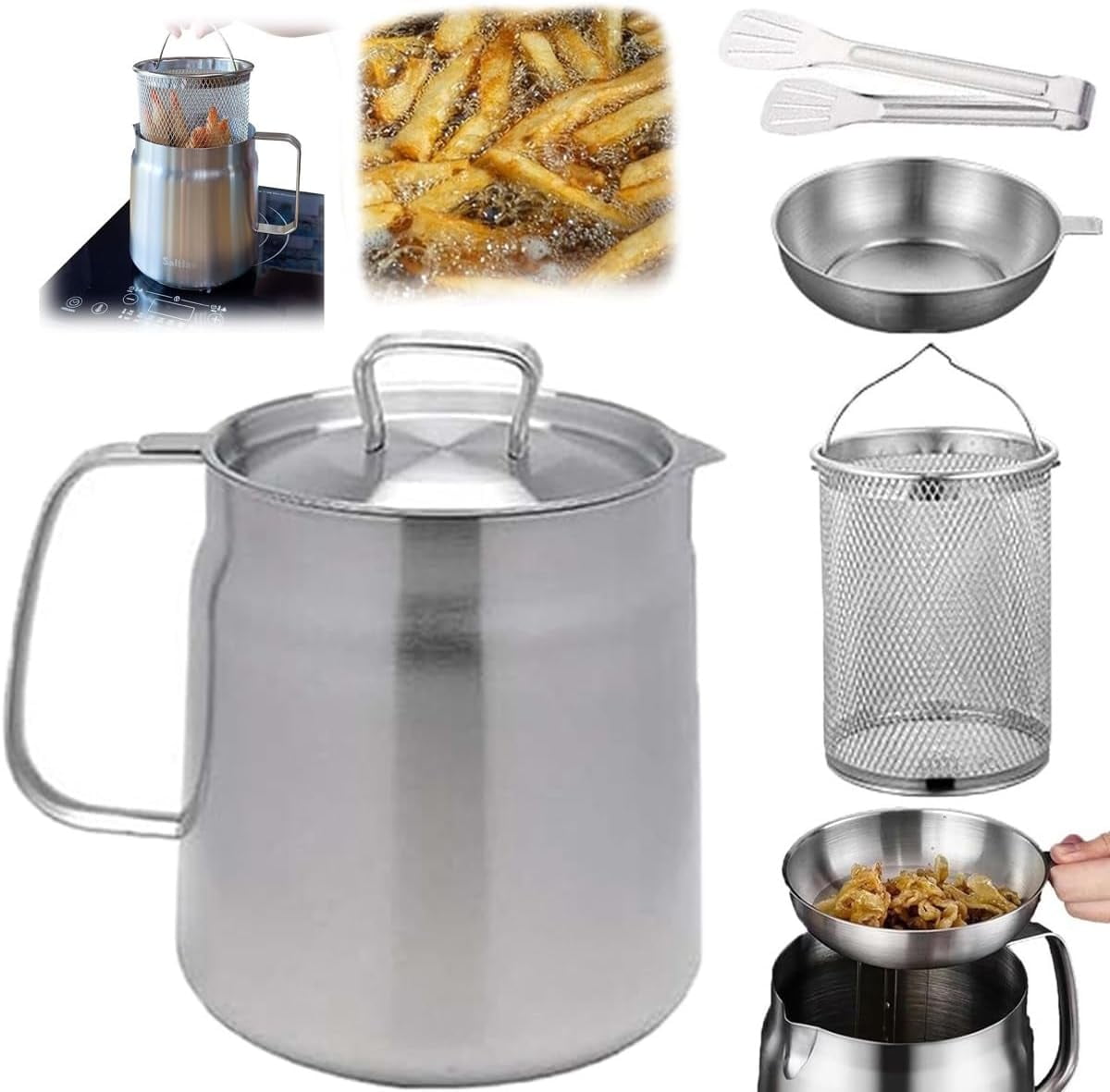 EasyGadgets Fryer, Stovetop Deep Fryer with Basket and Lid ...