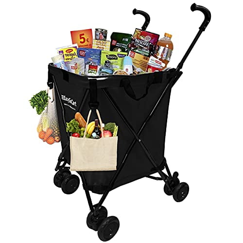 EasyGo Grocery Shopping Cart Laundry Basket Rolling Utility Cart with ...