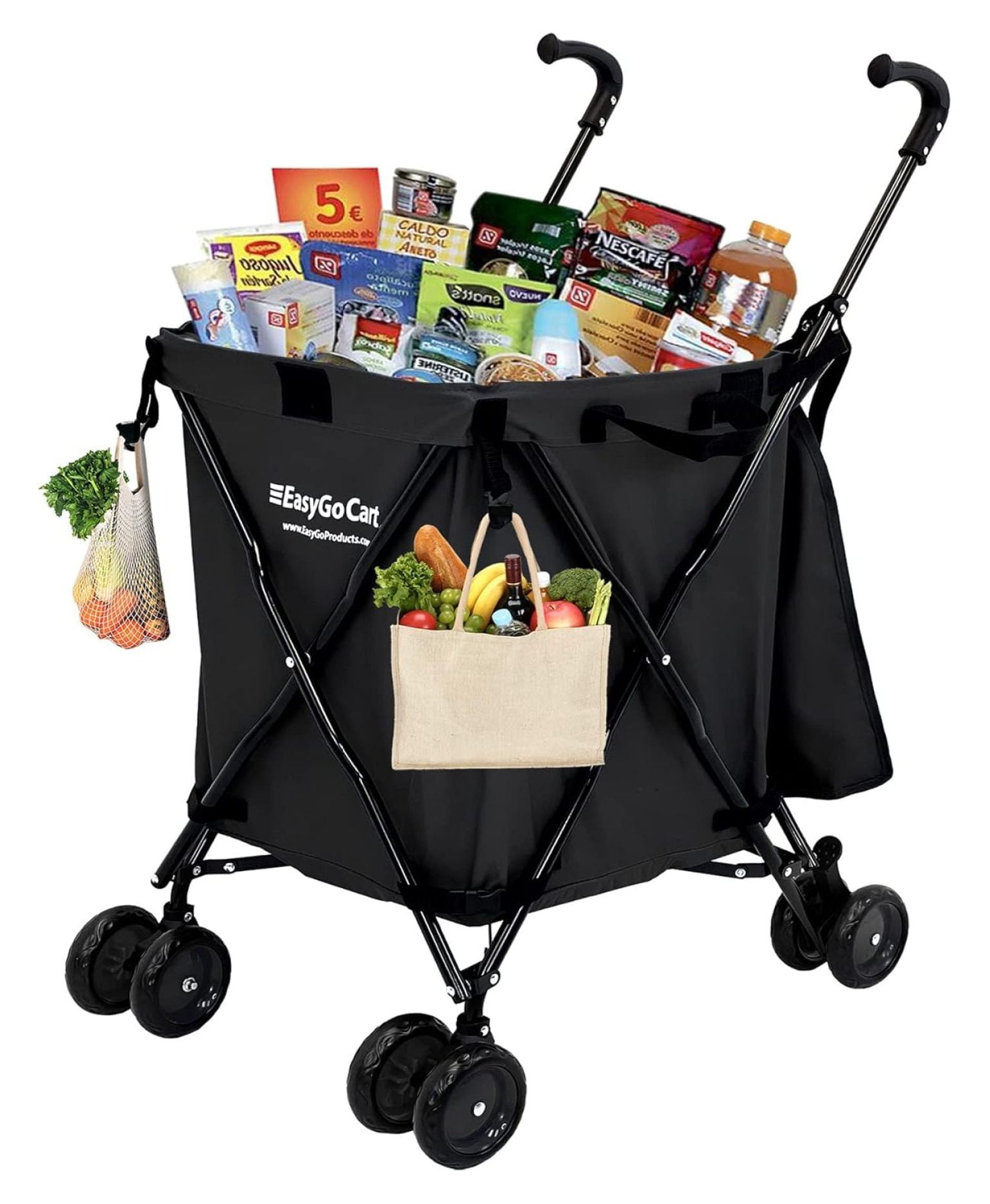 EasyGo Grocery Shopping Cart Laundry Basket Rolling Utility Cart with ...