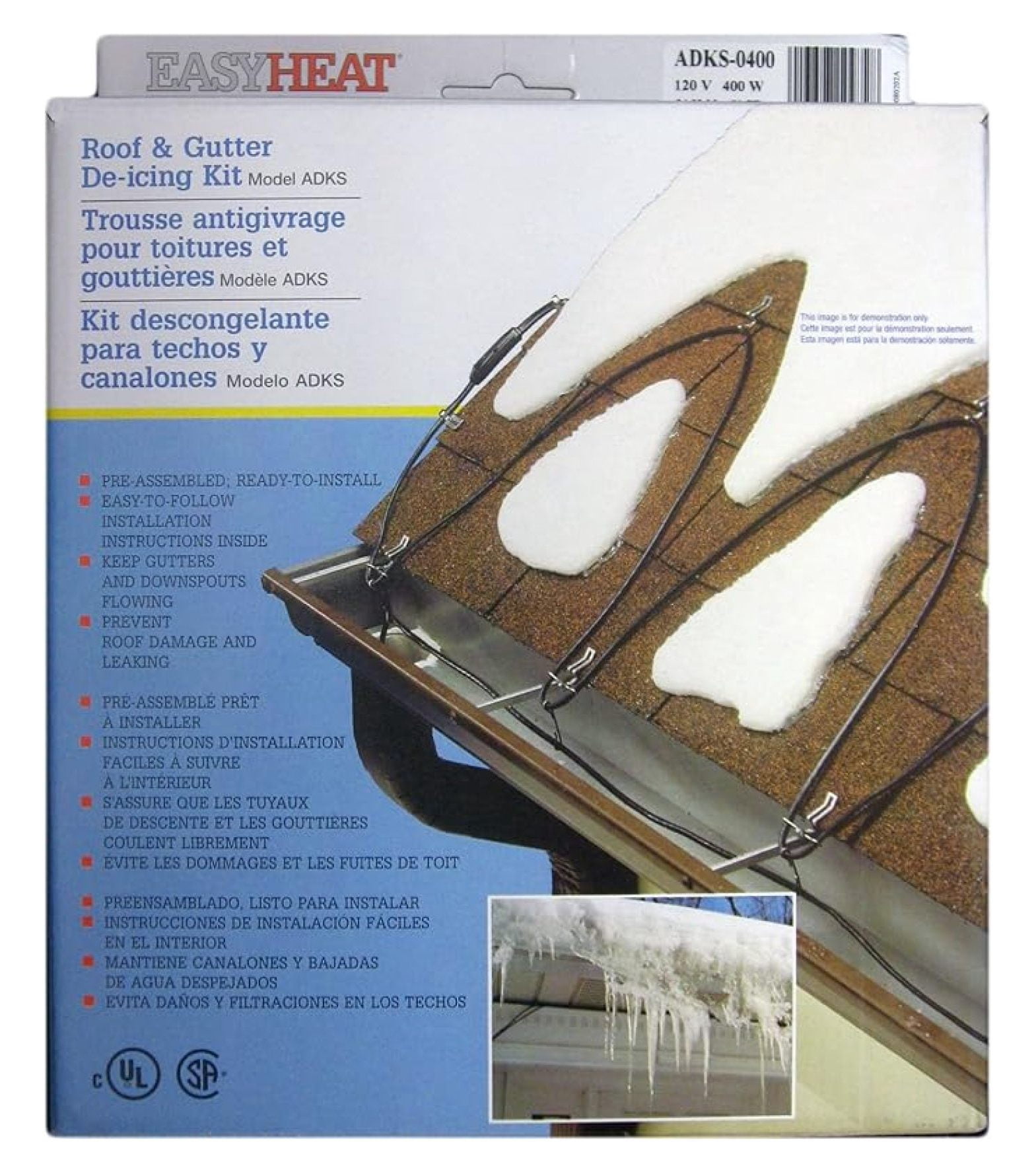 EasyHeat Roof Deicing Cable 80ft - Gutter & Roof Ice Melt Wire - Snow ...