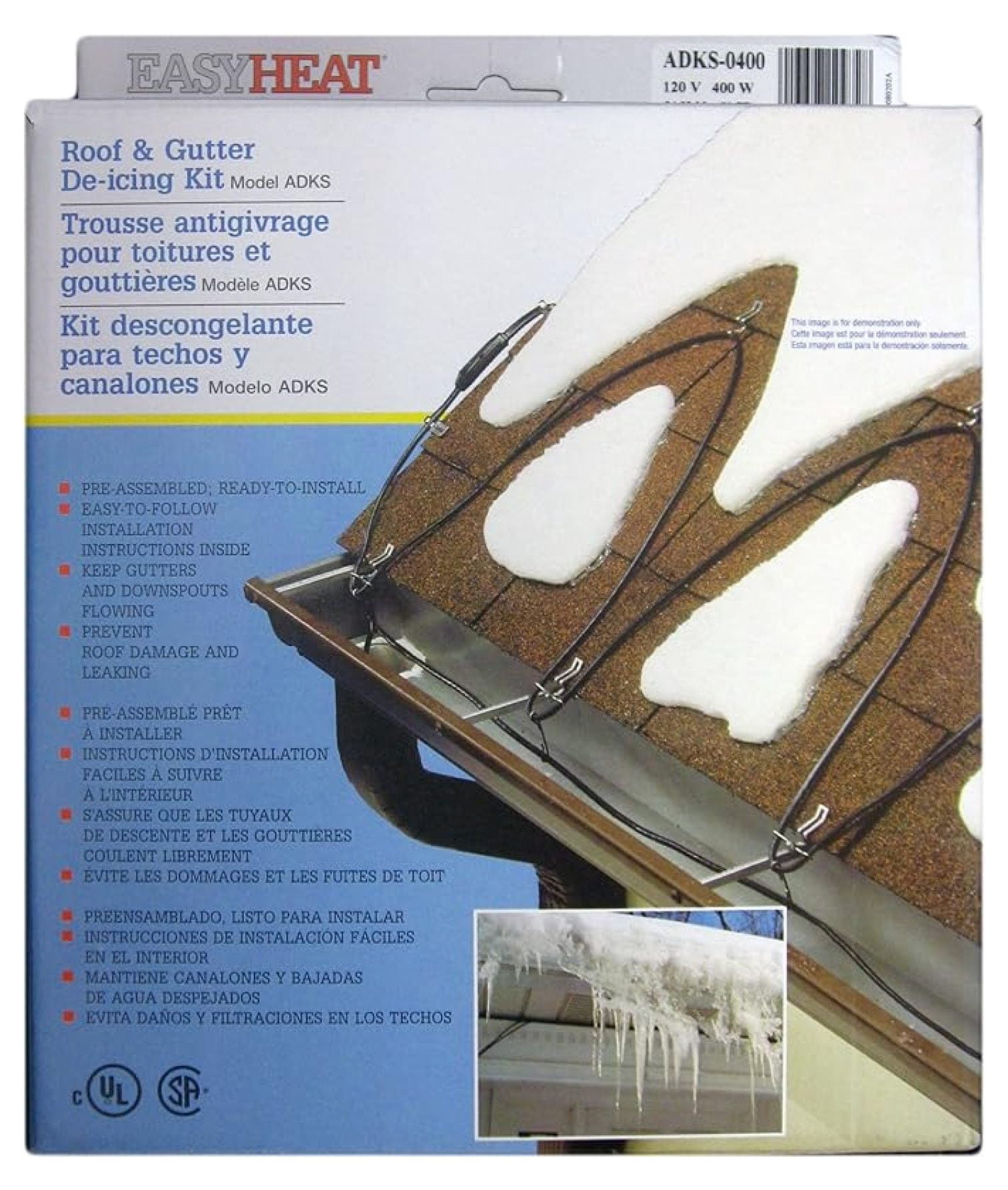 EasyHeat Roof Deicing Cable 80ft - Roof and Gutter Ice Melt Wire, Snow ...
