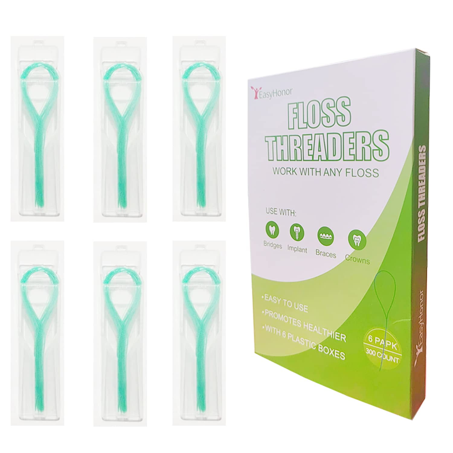 EasyHonor Dental Floss Threaders for Braces, Bridges, and Implants ...