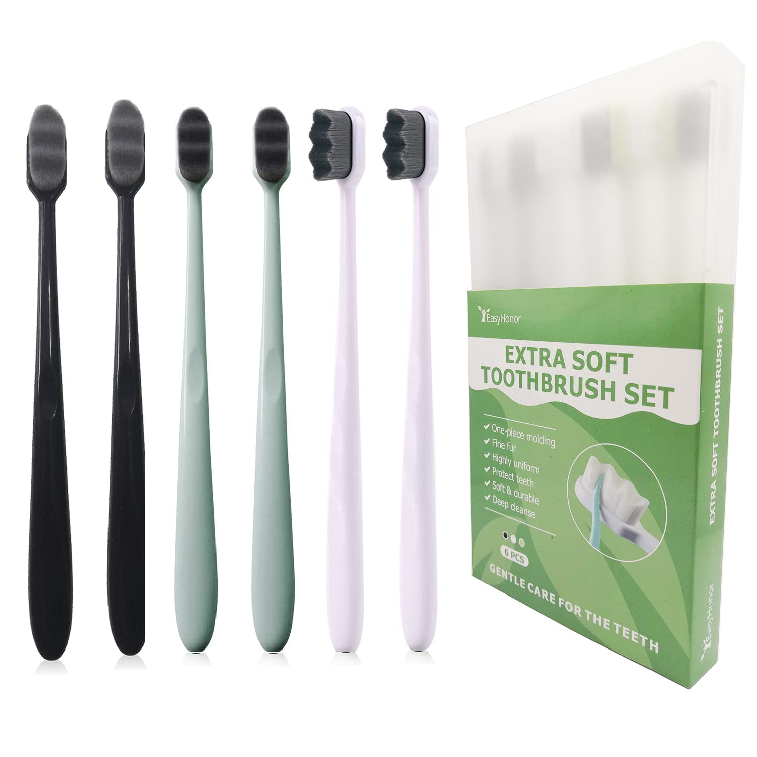EasyHonor Extra Soft Toothbrush SSF20 for Sensitive Gums, Manual ...