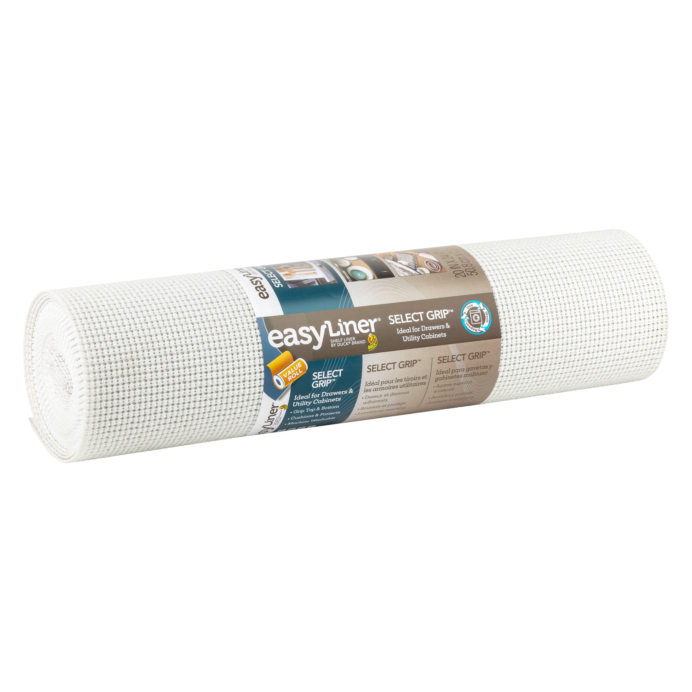 Duck Brand Non-Slip Plastic Drawer Shelf Liner White 20 in x 24 ft Roll ...