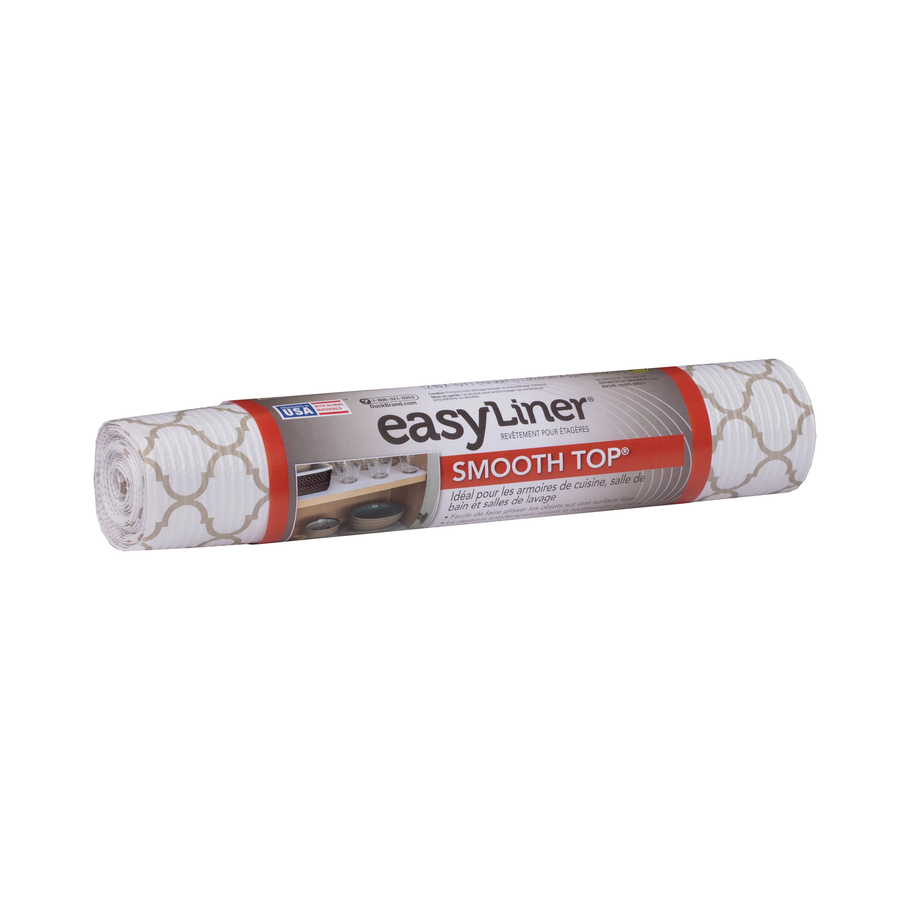 EasyLiner Smooth Top 12 in. x 10 ft. Taupe Quatrefoil Shelf Liner ...
