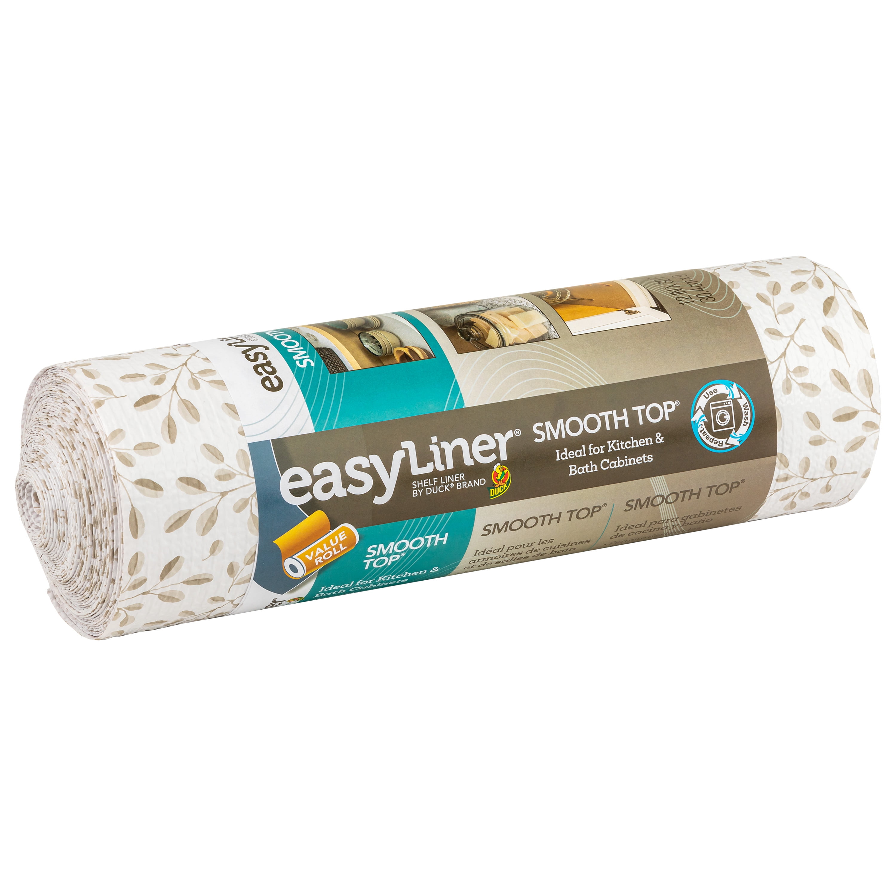 EasyLiner Smooth Top Shelf Liner, Taupe Buds, 12 in. x 30 ft. Roll ...