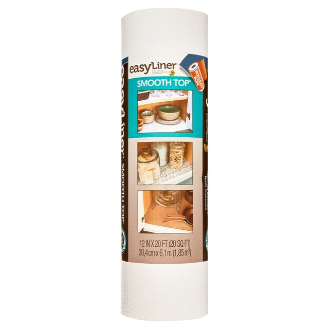 EasyLiner Smooth Top Shelf Liner, White, 12 in. x 20 ft. Roll - Walmart.com