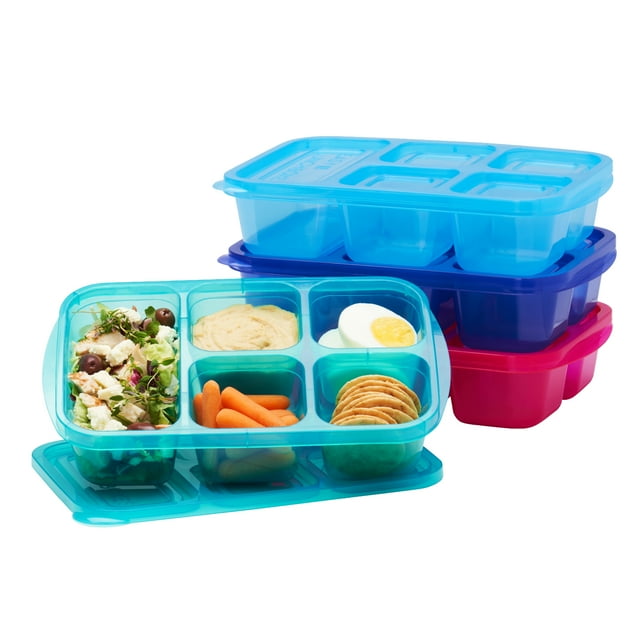 BPA-Free EasyLunchboxes - Reusable 5-Compartment Bento Boxes for School ...