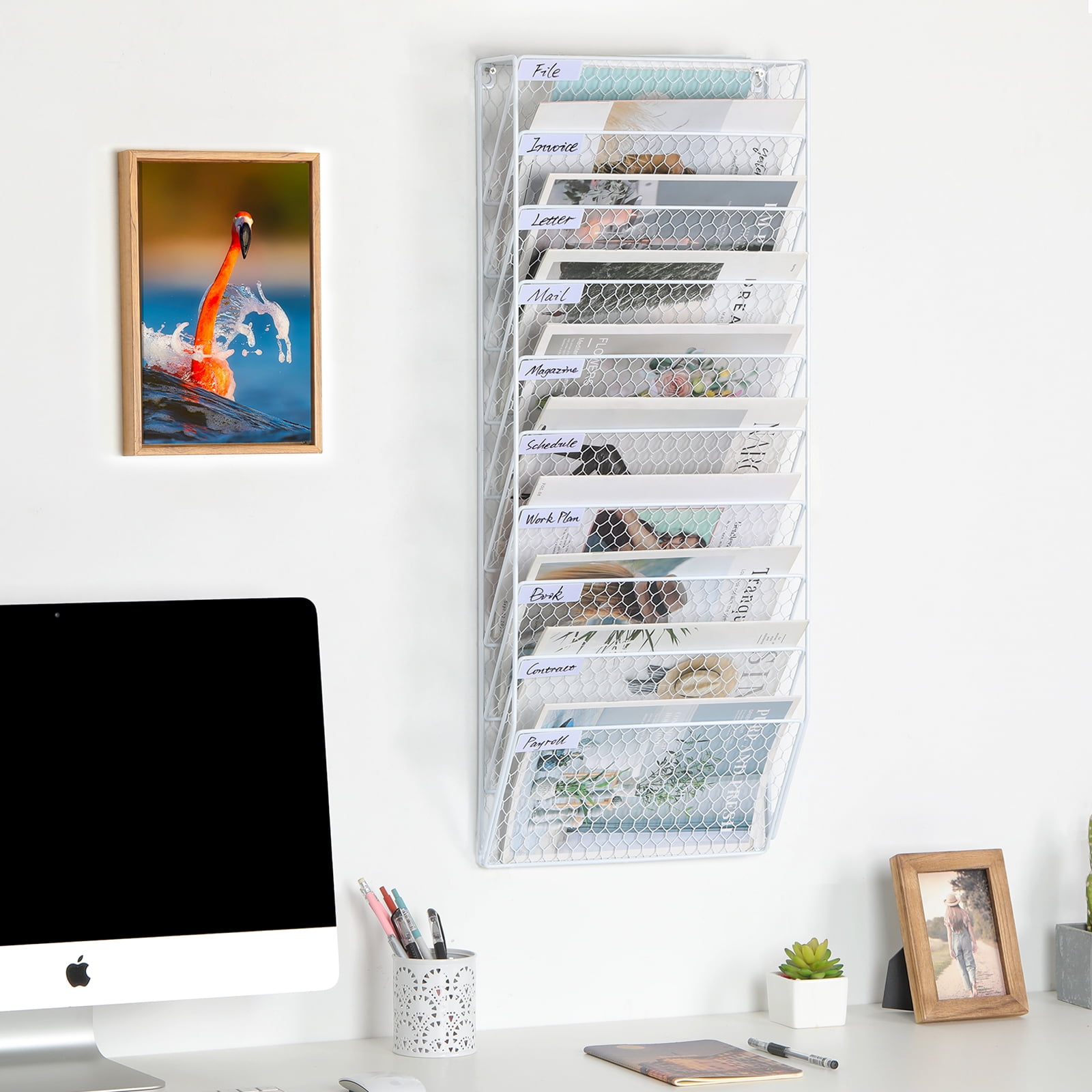 EasyPAG 10 Pockets Wall File Holder Wall Mounted Mail Sorter Organizer ...