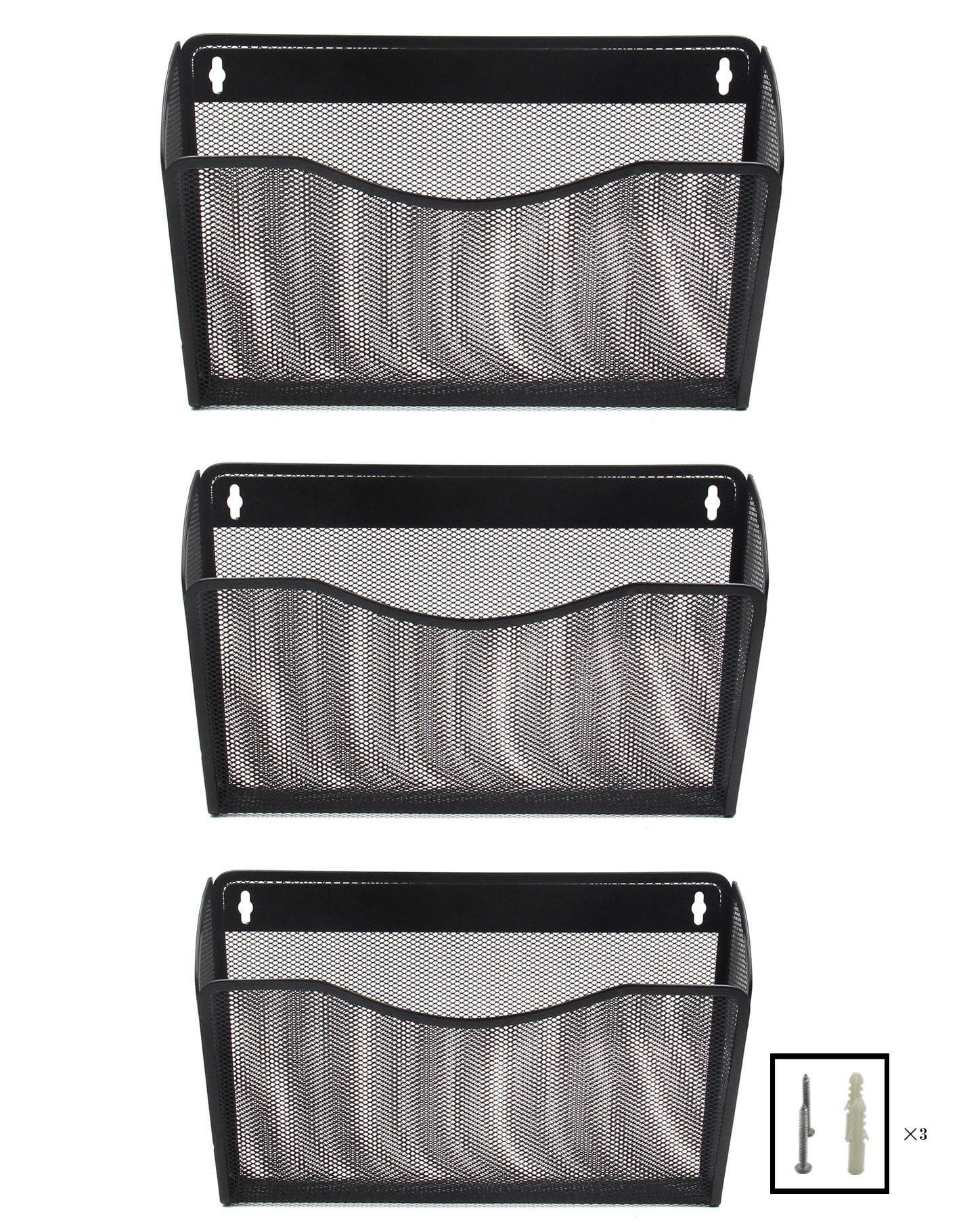EasyPAG 3 Pocket Wall File Holder,Mesh Hanging File Organizer ,Vertical ...