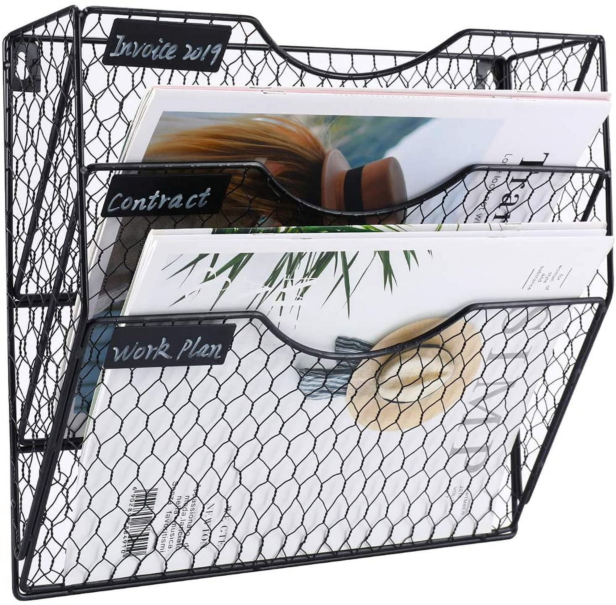 EasyPAG 3-Tier Wall File Holder Hanging Mail Organizer Metal Chicken ...
