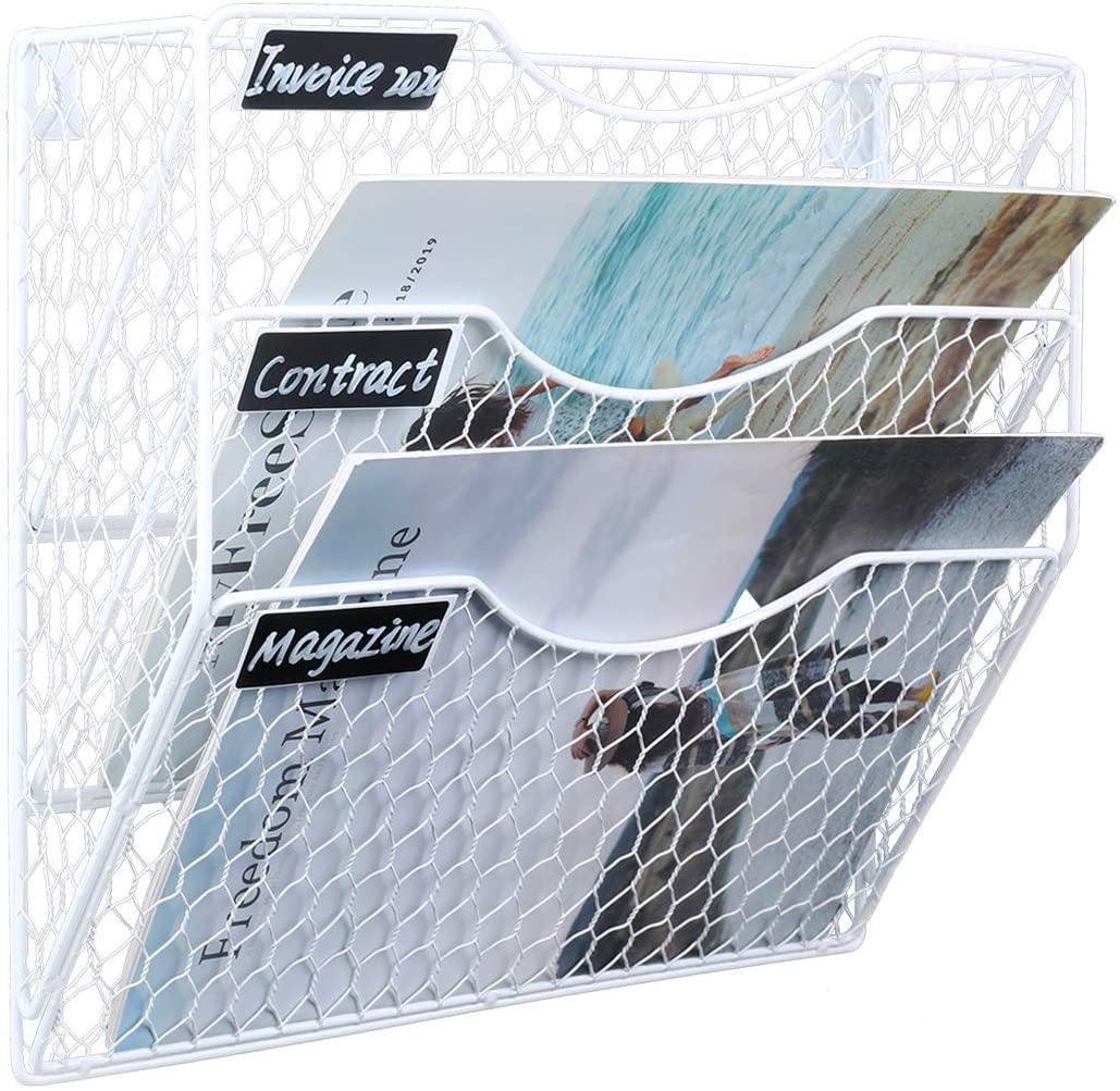 EasyPAG 3-Tier Wall File Holder Hanging Mail Organizer Metal Chicken ...