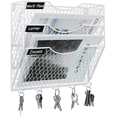 DecMode 22" Black Metal 3 Hanging Baskets Wall Mounted Magazine Rack ...