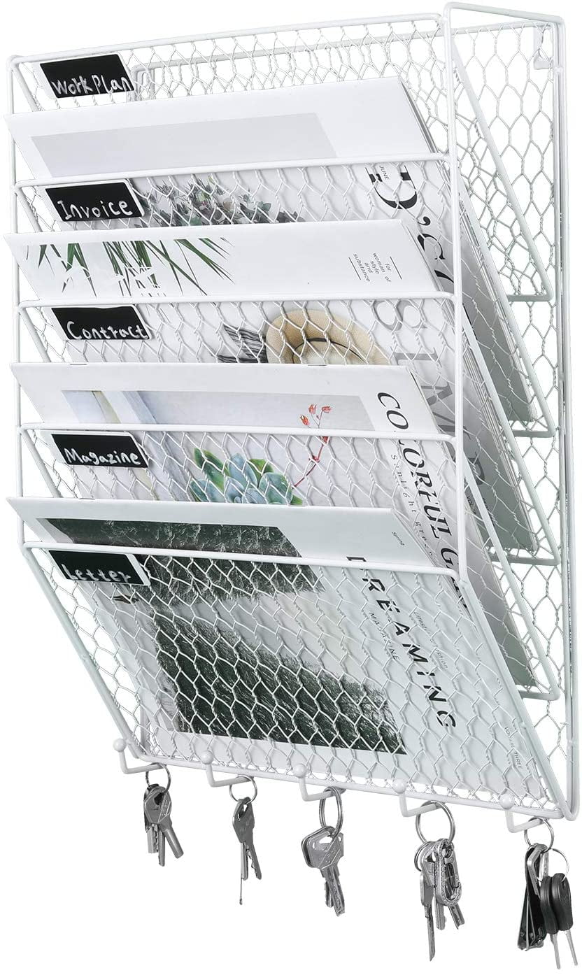 EasyPAG 5 Tier Wall File Holder Hanging Mail Organizer Metal Chicken ...