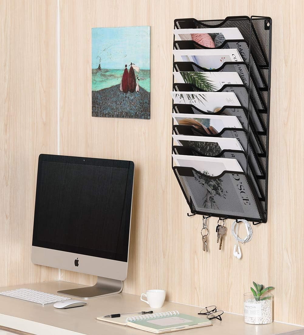 EasyPAG 8-Pocket Mesh Hanging Wall File Organizer With Key Holder ...