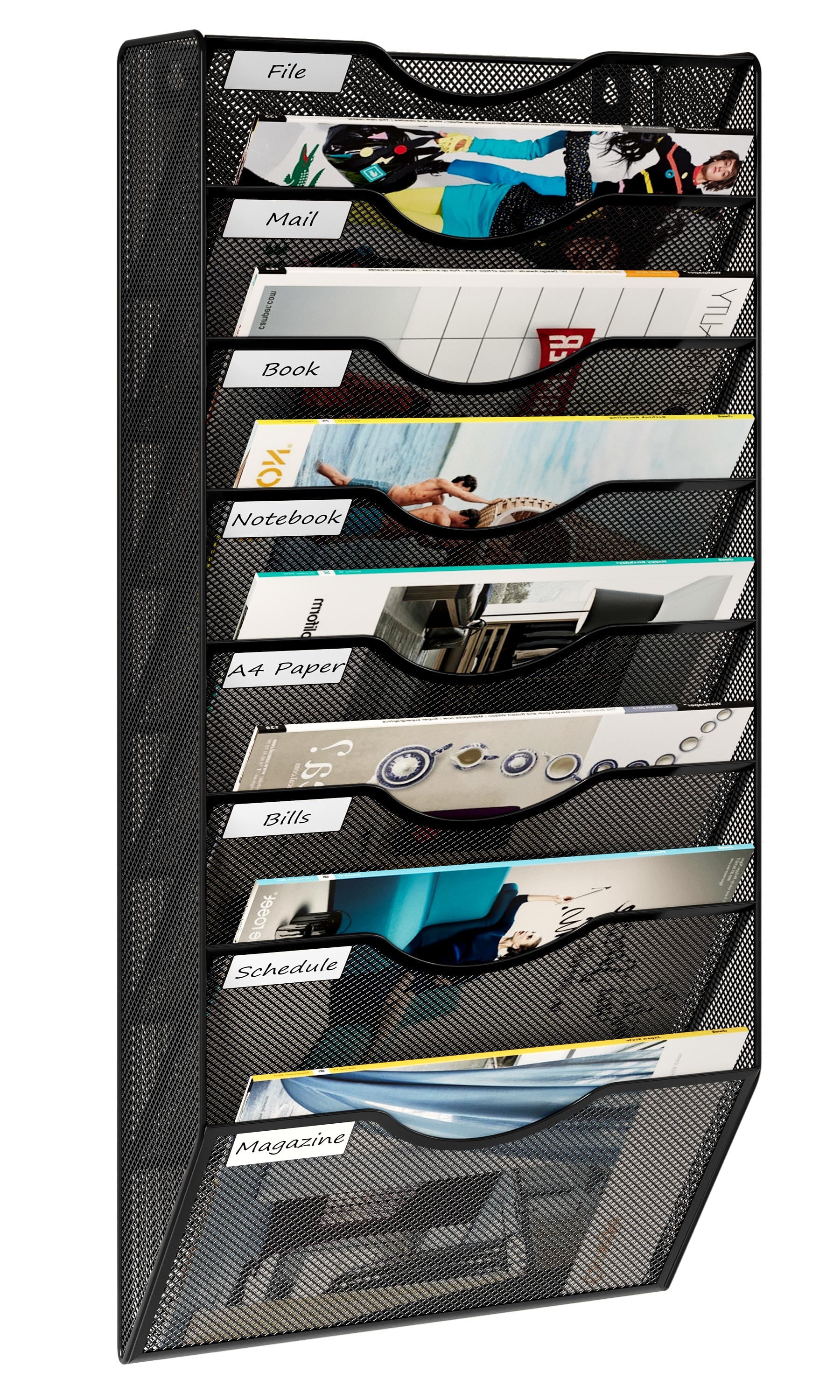 EasyPAG 8-Tier Wall File Organizer Hanging Wall File Holder for Papers ...