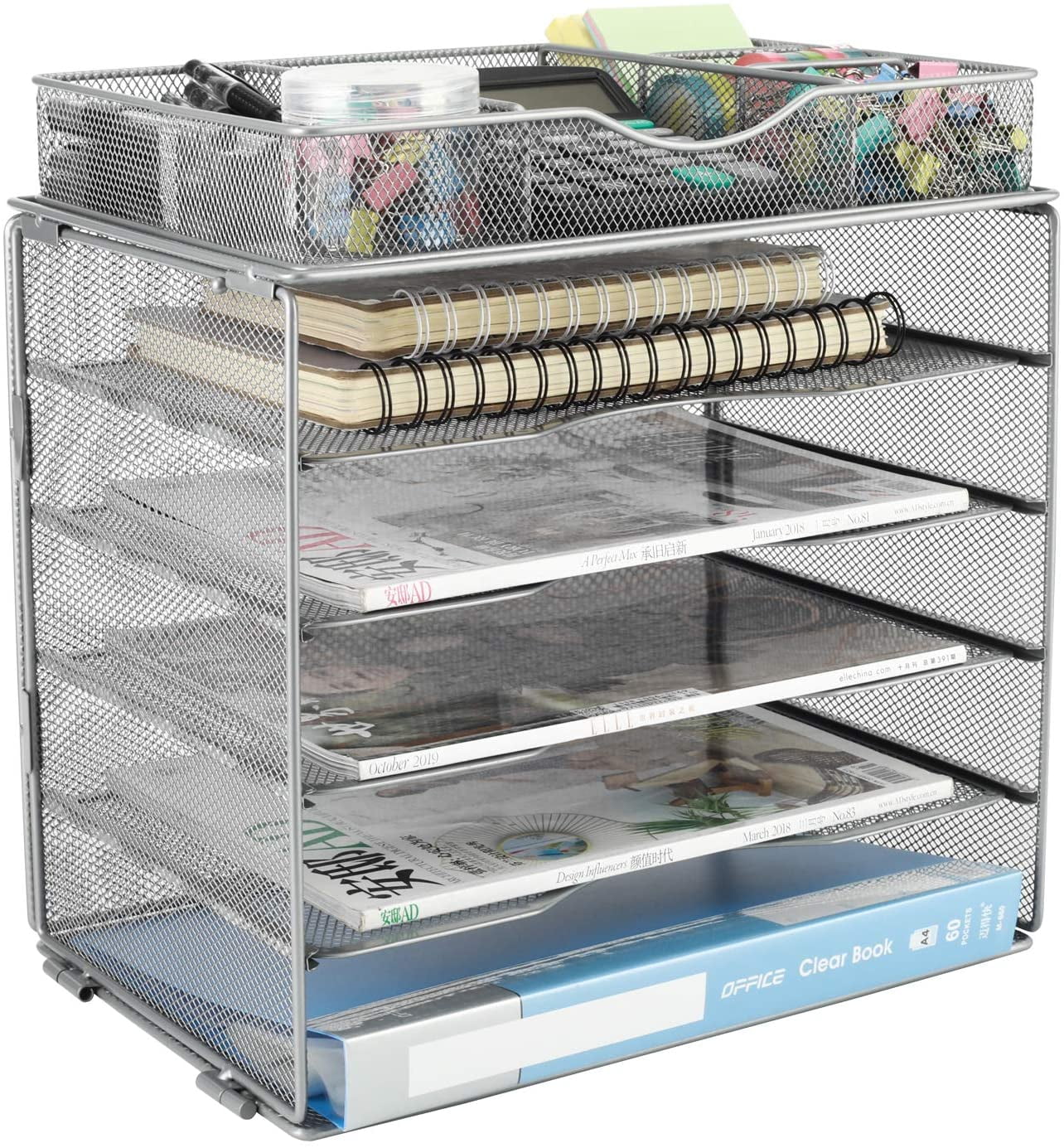 EasyPAG Desk Organizer Tray with Drawer 5 Tier Mesh File Sorter Paper ...