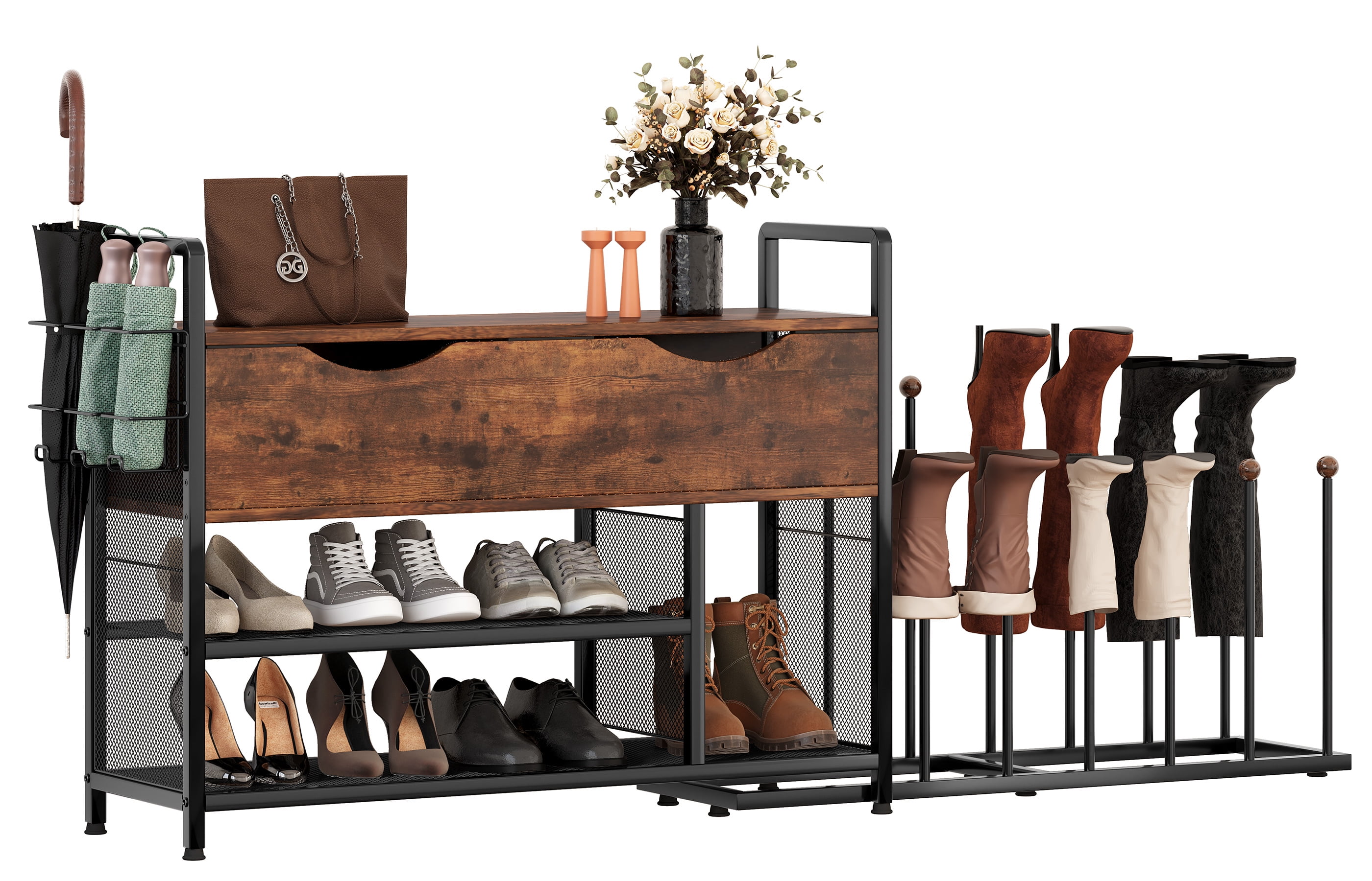 EasyPAG Entryway Shoe Ottoman Bench with Storage Compartment 3-in-1 ...