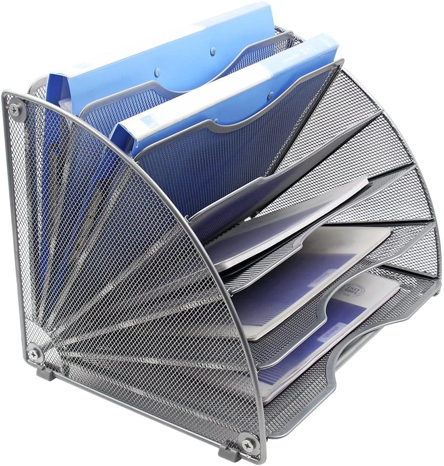 EasyPAG Fan-Shaped Mesh Desktop File Organizer, 6-Slot Vertical Paper ...