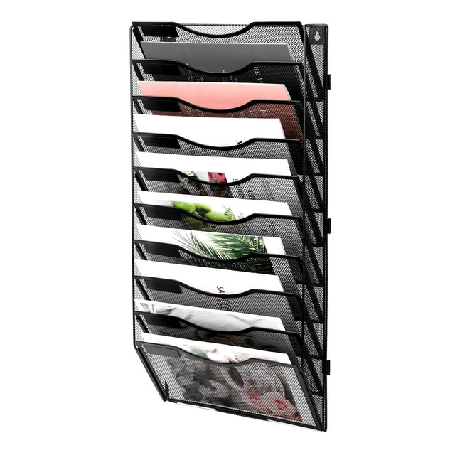 EasyPAG Mesh Wall File Holder 10 Pocket Assembly Office Hanging File ...