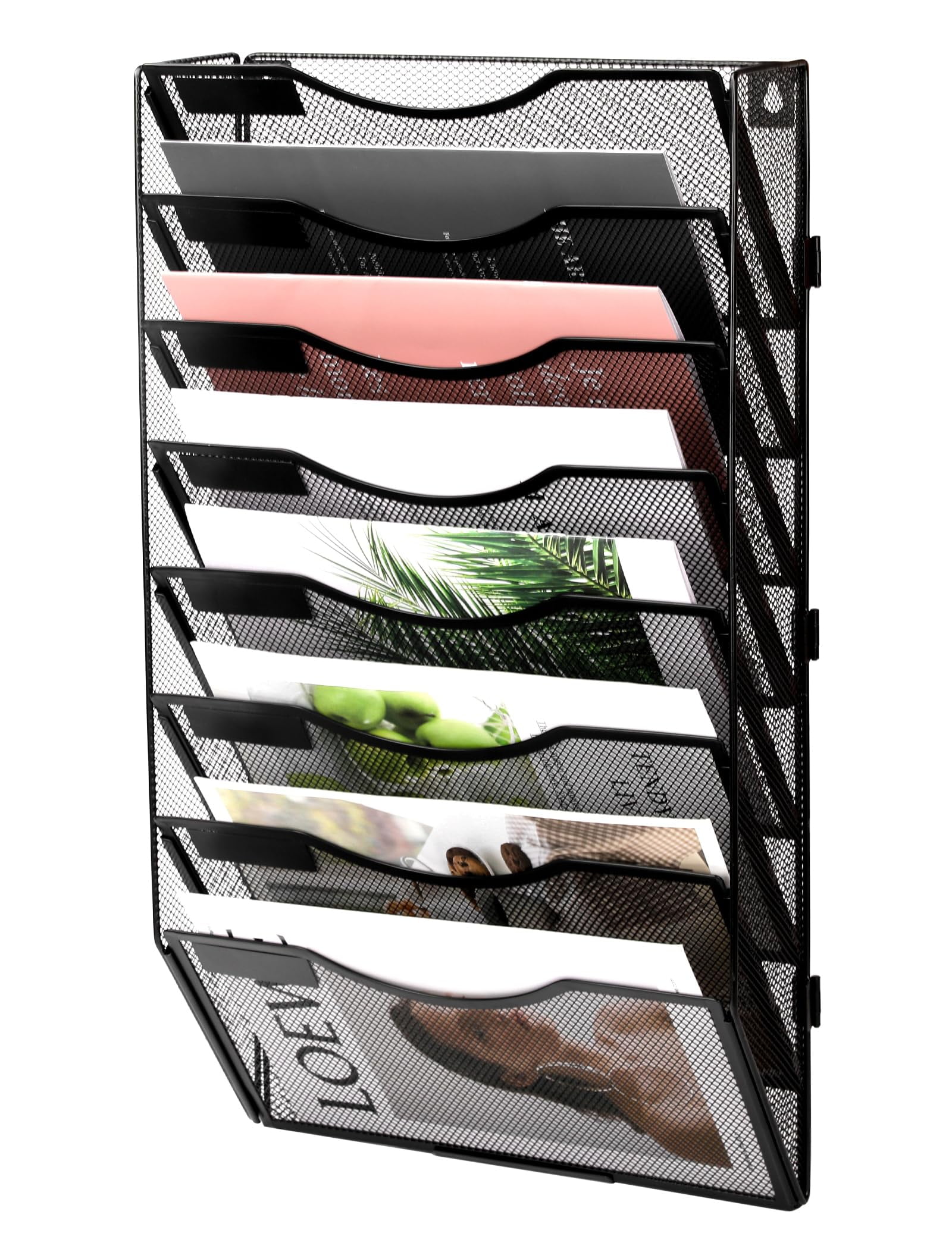 EasyPAG Wall File Organizer 8 Pocket Office Mesh Metal Hanging File ...