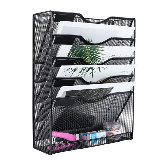 EasyPAG Wall File Organizer Mesh 5 Tier Wall File Holder Desktop ...