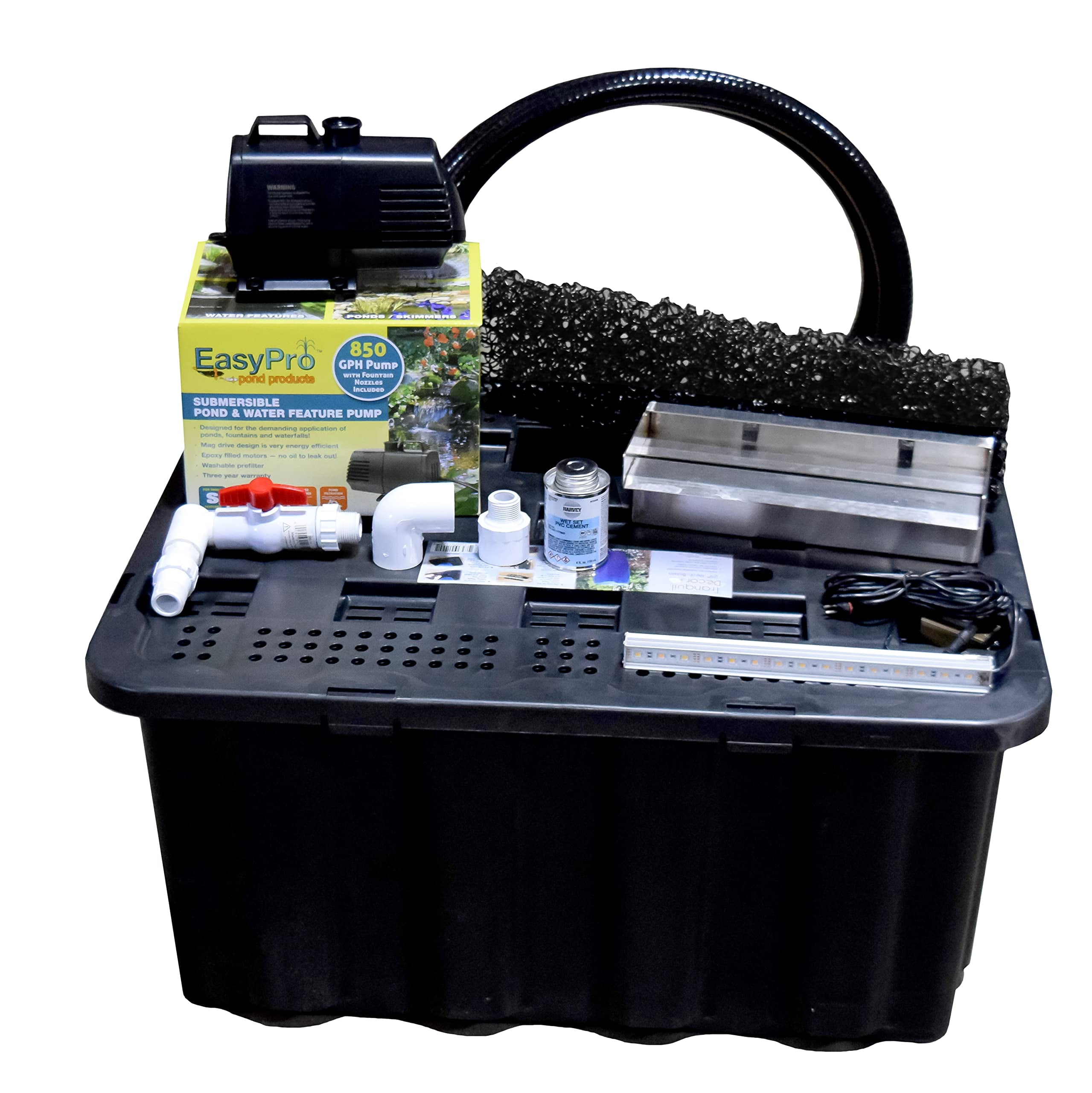 EasyPro Pond Products HB11KW Vianti Falls Kit - Add a Waterfall to Any Block Wall - 11 Stainless ...