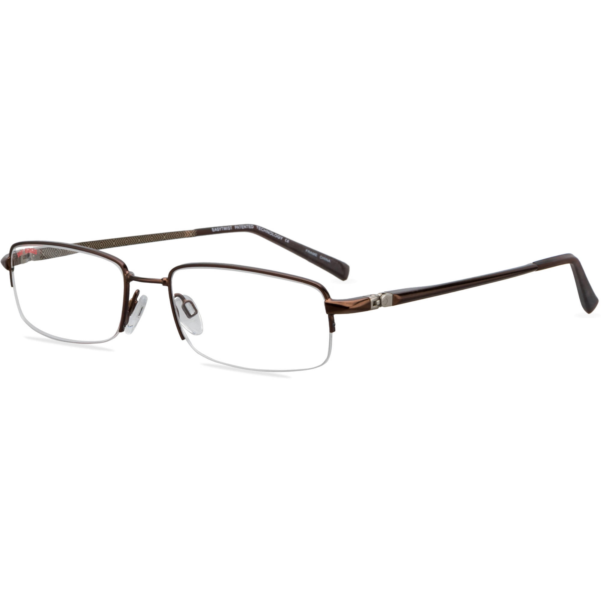 EasyTwist TurboFlex Men's Semi-Rimless Eyeglasses, ET869, Brown, 53-18 ...