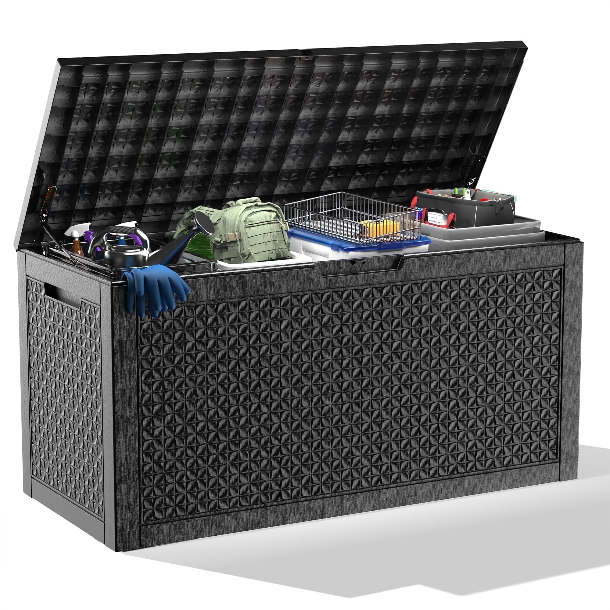 EasyUp 100 Gallon Resin Deck Box, Lockable Patio Outdoor Storage Box ...