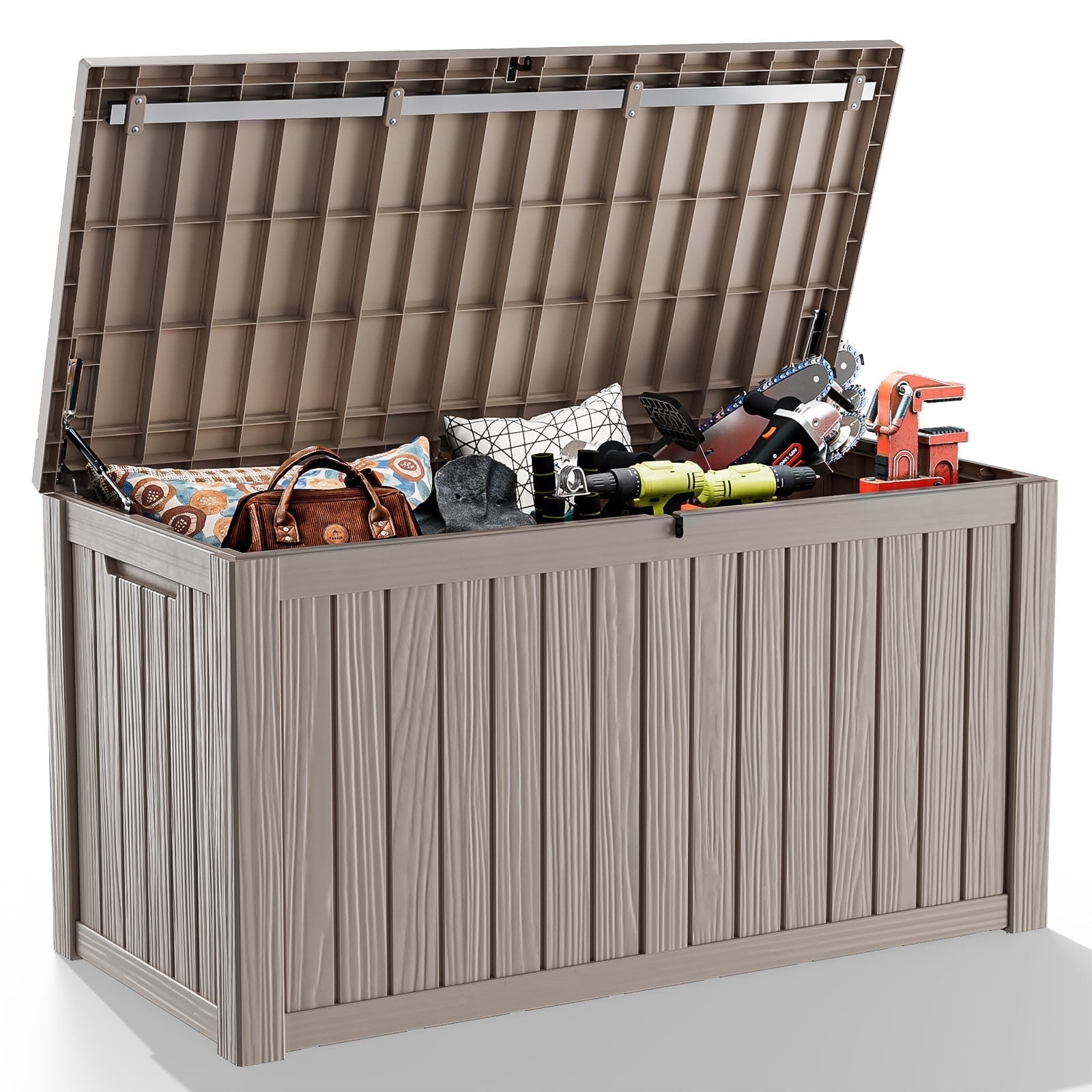 EasyUp 150 Gallon Resin Deck Box, Lockable Patio Outdoor Storage Box ...