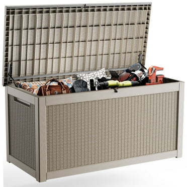 VEVOR 150 Gallon Outdoor Storage Box, Waterproof PE Tarp Deck Box, Lawn ...