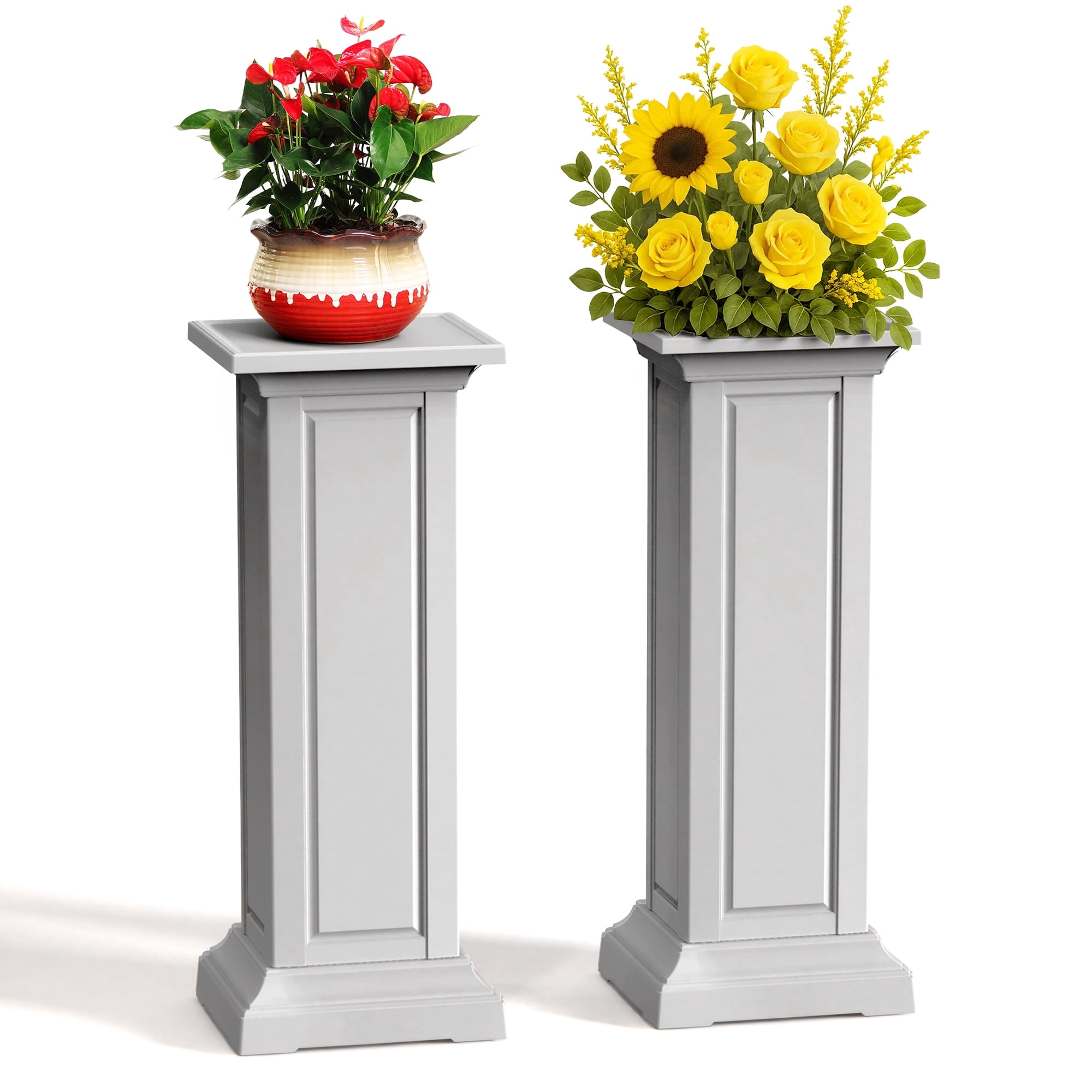 EasyUp 36in Tall Planters Outdoor Set of 2 Resin Planter,Modern Design ...