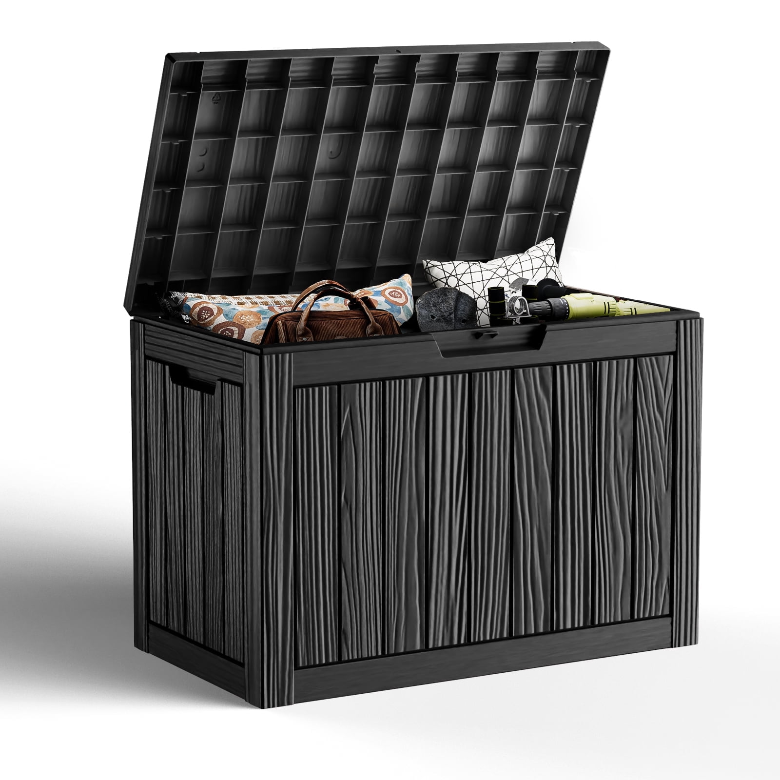 EasyUp 45 Gallon Resin Deck Box, Lockable Patio Outdoor Storage Box for ...